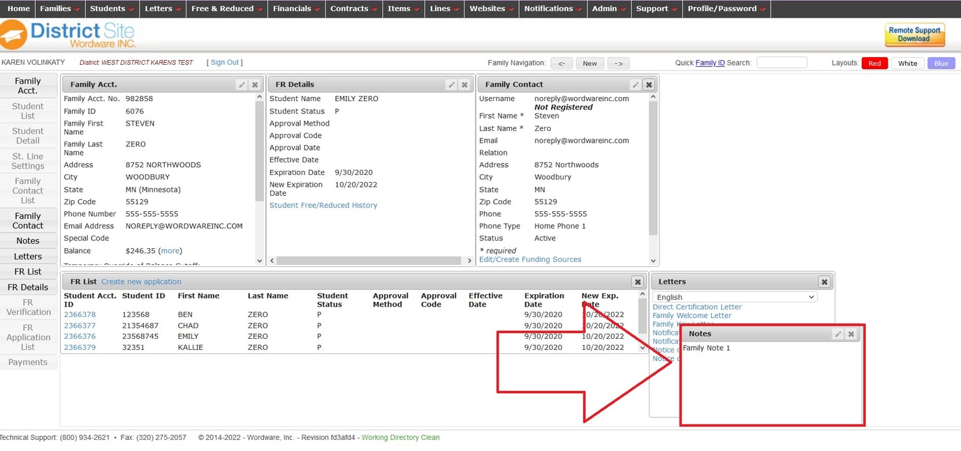How do I create an internal family note that is only visible to school ...