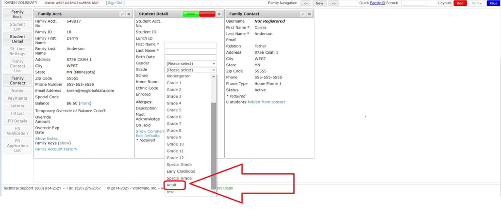 How do I create a lunch account for school staff members?